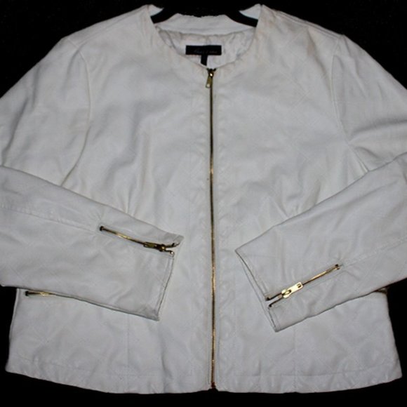 Baccini | Jackets & Coats | Baccini Womens Ivory Faux Leather Jacket ...